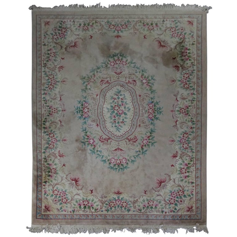 Antique French Handwoven Wool Aubusson Style Floral Carpet, circa 1920 ...