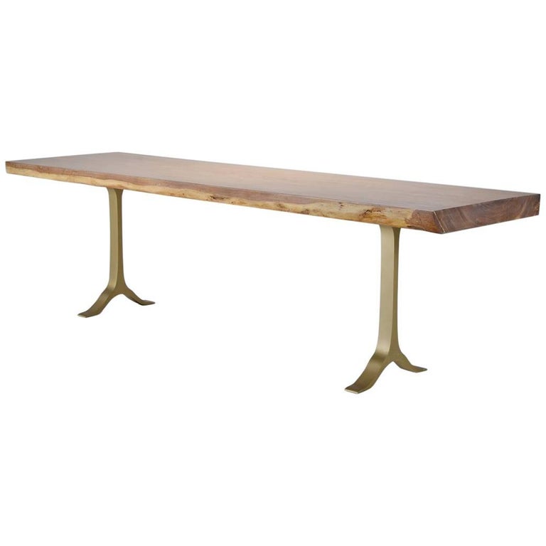 Console Table, One Slab Antique Hardwood, Cast Base by P. Tendercool in ...