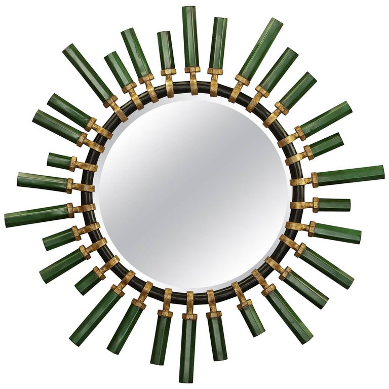 O'Clock Mirror in Emerald or Red Lacquered Finish For Sale at 1stDibs