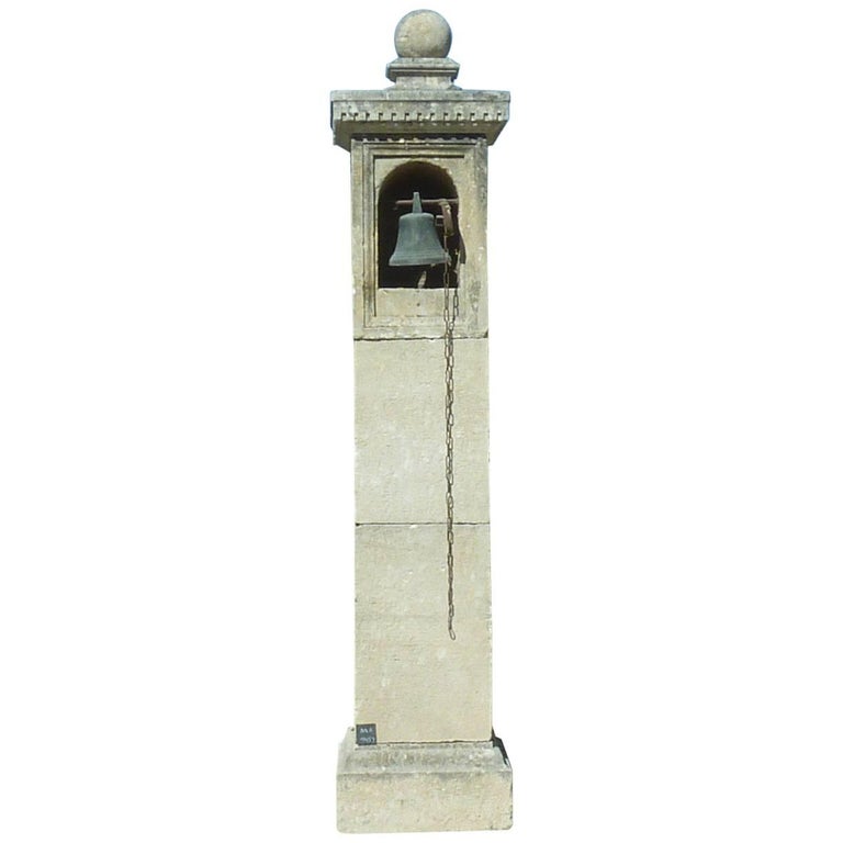 Ancient Stone Pillar with Small Antique Brass Bell Fitted in a Niche ...