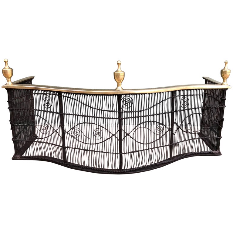 English Regency Brass-Mounted and Wire Fire Fender at 1stDibs