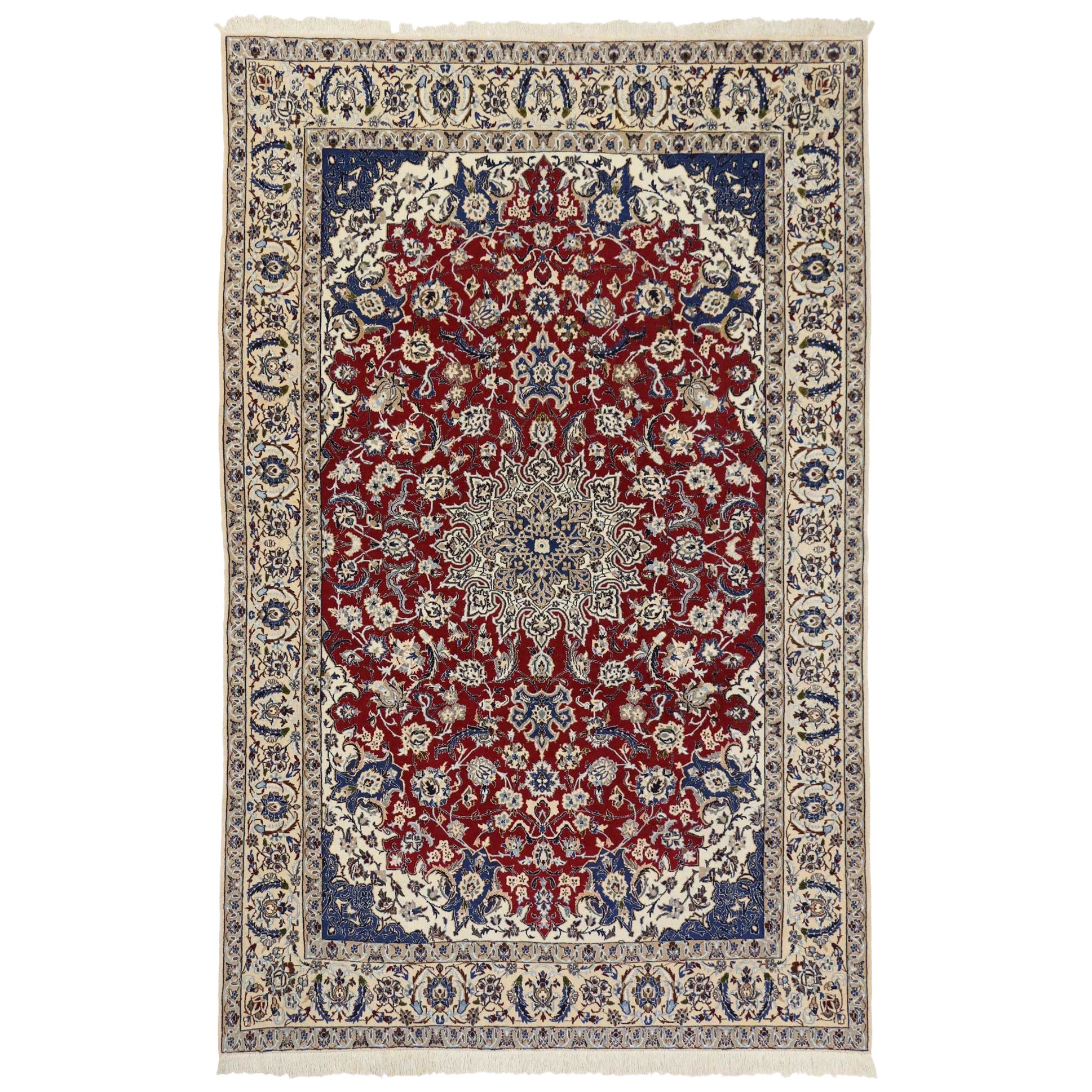 Vintage Persian Nain Rug with Traditional Style For Sale at 1stDibs