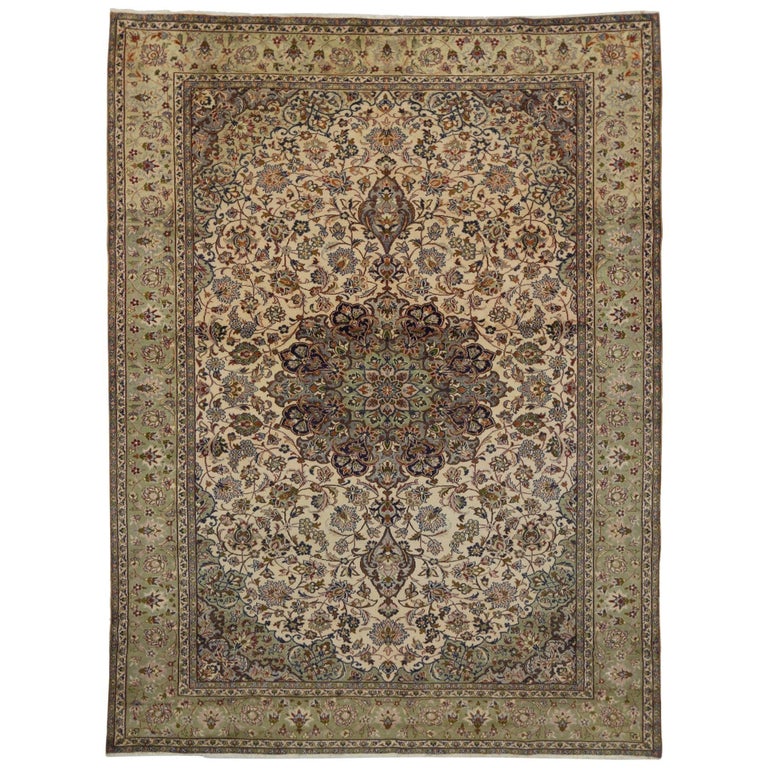 Vintage Persian Kashan Area Rug with Traditional Arabesque Herati ...