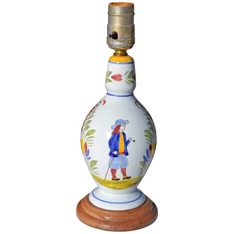 Faience Ceramic Lamp from Quimper, France at 1stDibs | quimper lamp