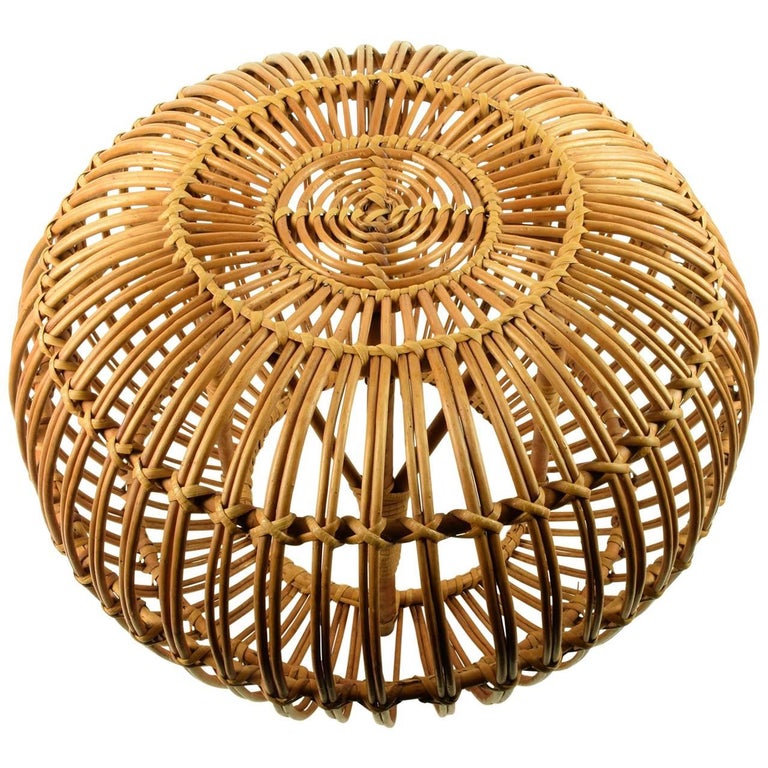 Large Vintage Midcentury Rattan Cane Ottoman by Franco Albini for ...