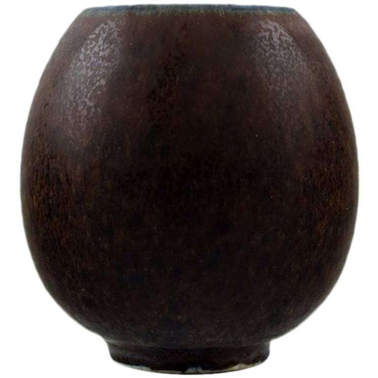 Saxbo, Small Ceramic Vase, Beautiful Glaze in Brown Shades at 1stDibs