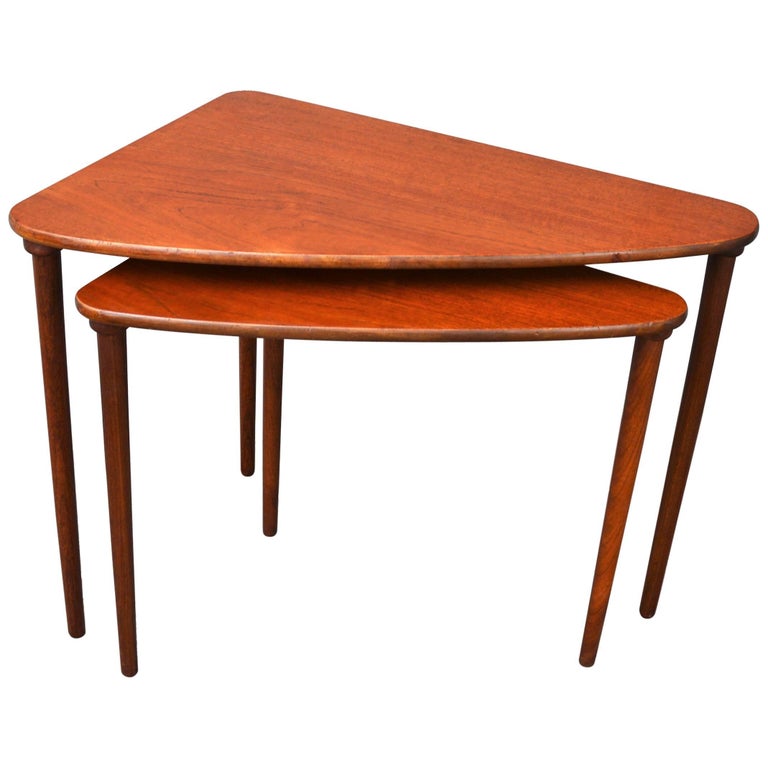 Heltborg Mobler Danish Pair of Teak Triangular Nesting Tables at 1stDibs