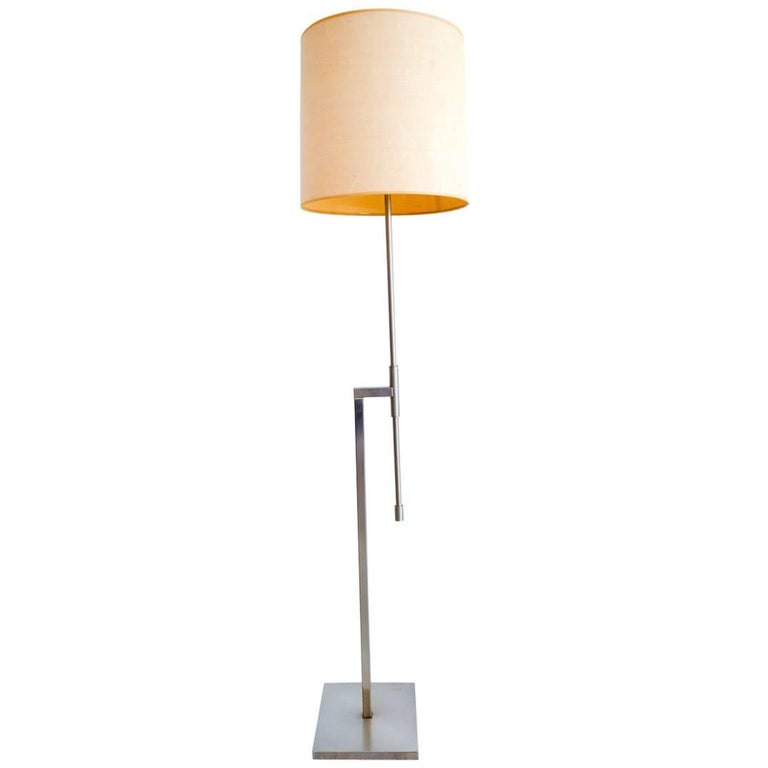 Brushed Nickel Adjustable Arm Floor Lamp by Laurel, circa 1968 at 1stDibs