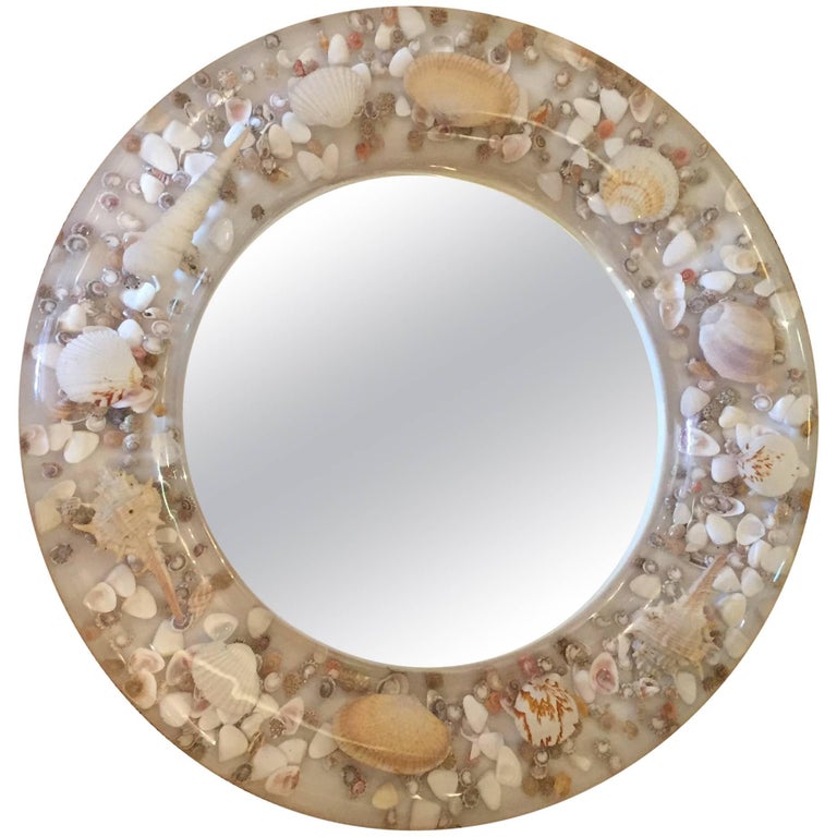 Lucite and Shell Midcentury Modern Round Mirror For Sale at 1stDibs ...