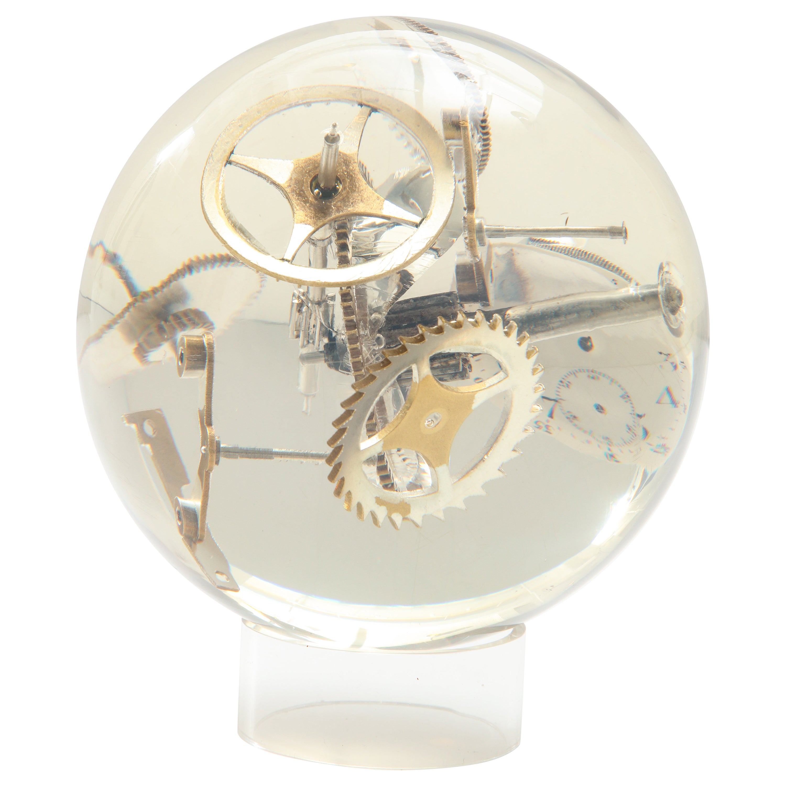 Modernist Lucite Resin Sculpture with Exploded Clock Attributed Pierre ...