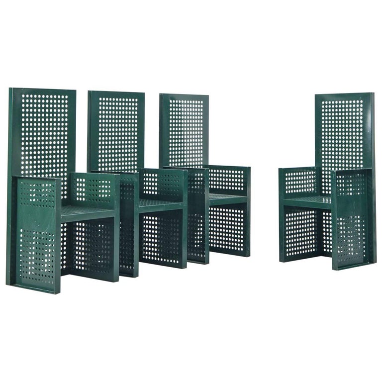 Green Perforated Metal Chair at 1stDibs
