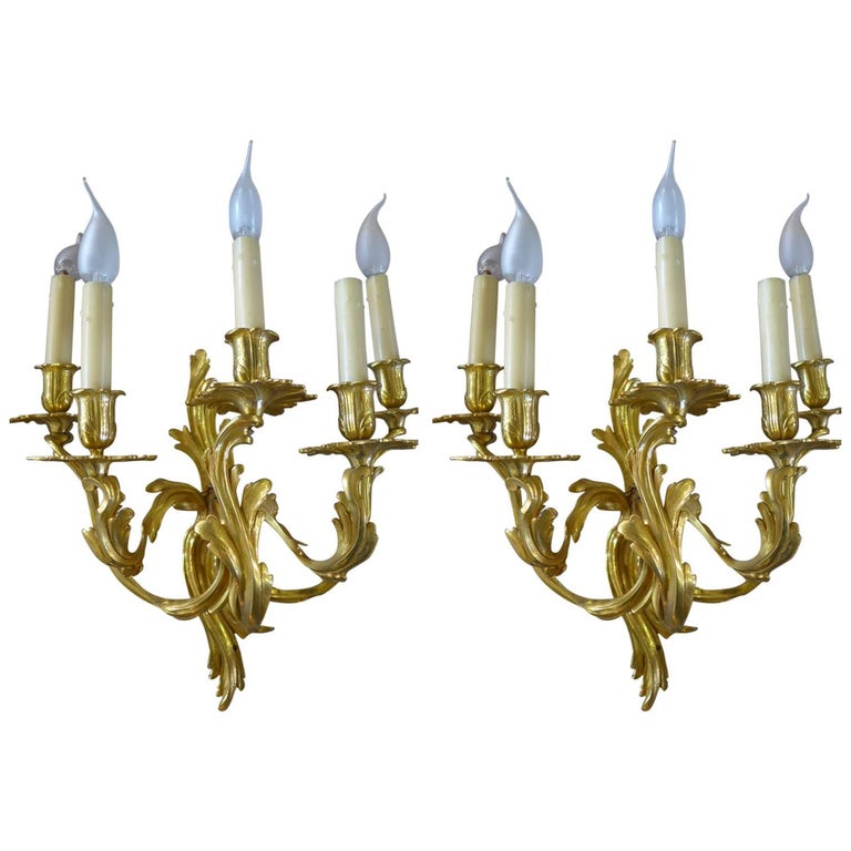 19th Century Large Pair of Antique French Louis XVI Style Wall Lights ...