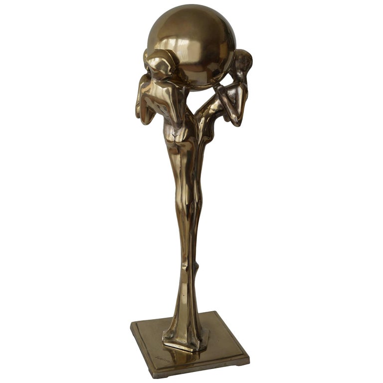 Unique Big Silvered Bronze Art Deco Statue, Belgium, Early 20th Century ...
