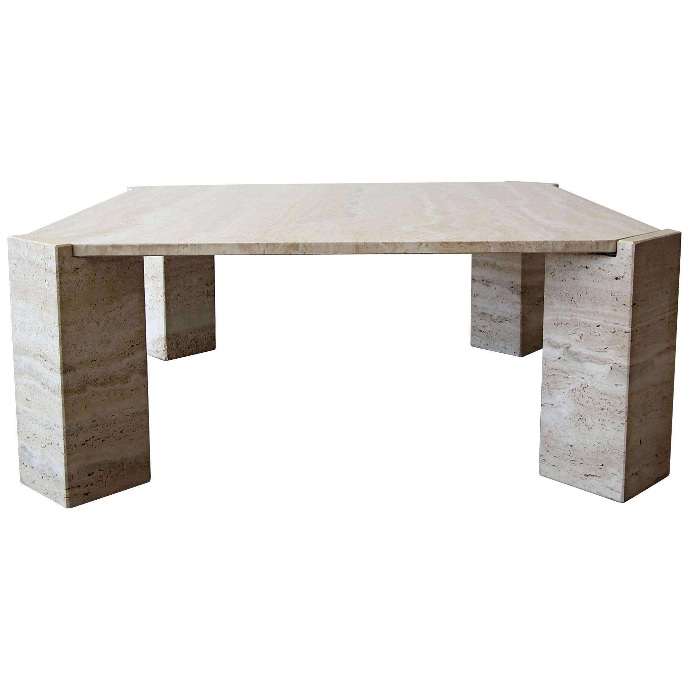 Square Italian Travertine Coffee Table at 1stDibs