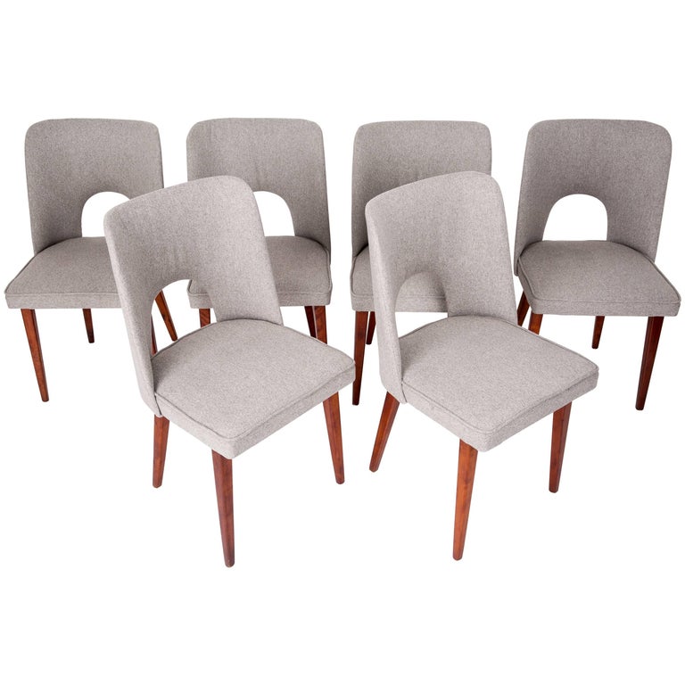 Set of Six Mid Century Grey-Beige "Shell" Chairs, Europe, 1960s. For ...