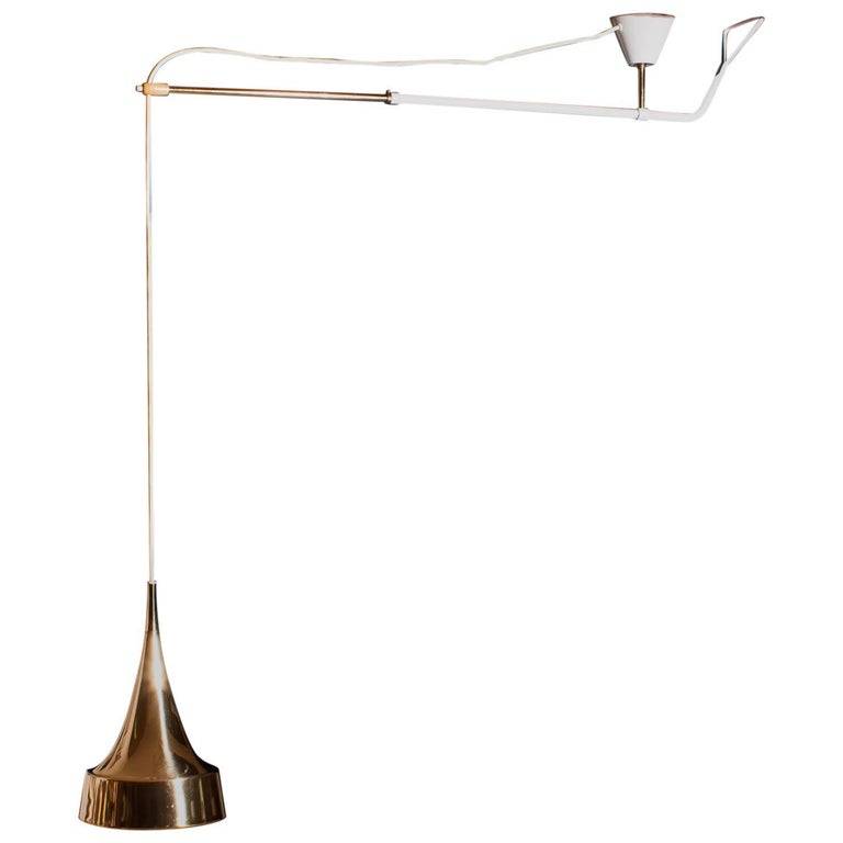 Brass Balance / Task Ceiling Light from Finland in the Manner of Idman ...