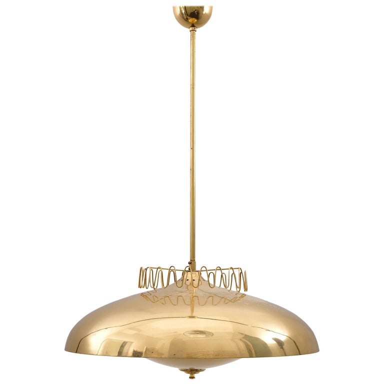Big Ceiling Brass Lamp Model ER 160 by Itsu, Finland, 1960s at 1stDibs