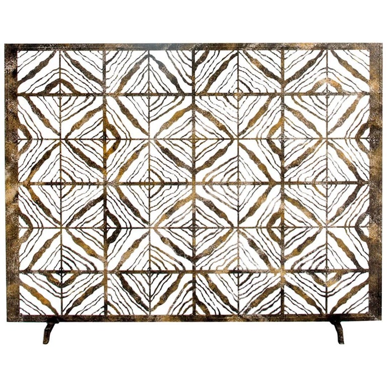 Bespoke Hand-Wrought Iron Tapestry Fireplace Screen at 1stDibs