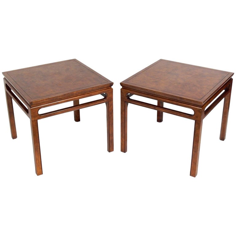 Beautifully Burled Wood End Tables by Baker at 1stDibs