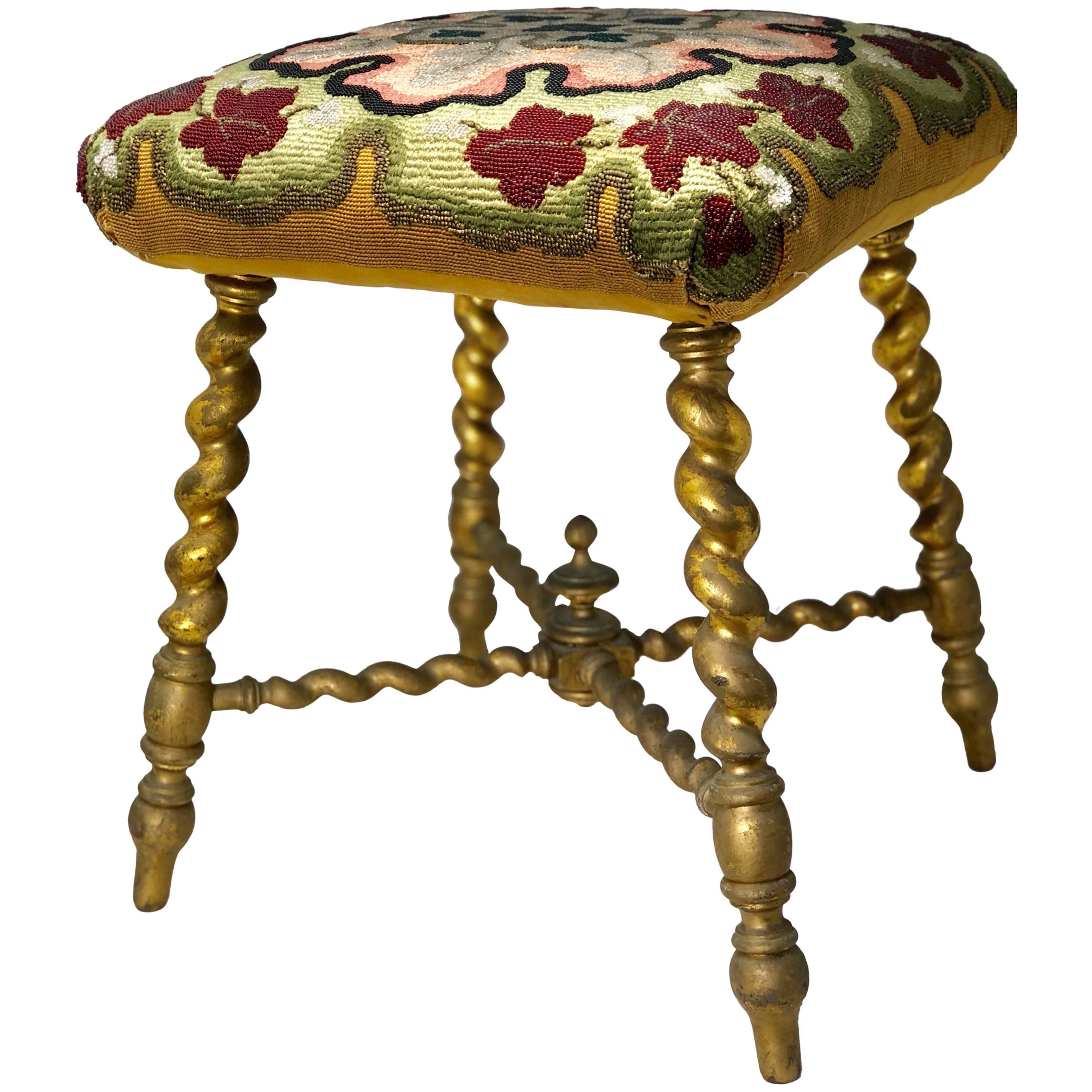 19th Century, Napoleon III Era Giltwood Tabouret, Ottoman Giltwood ...