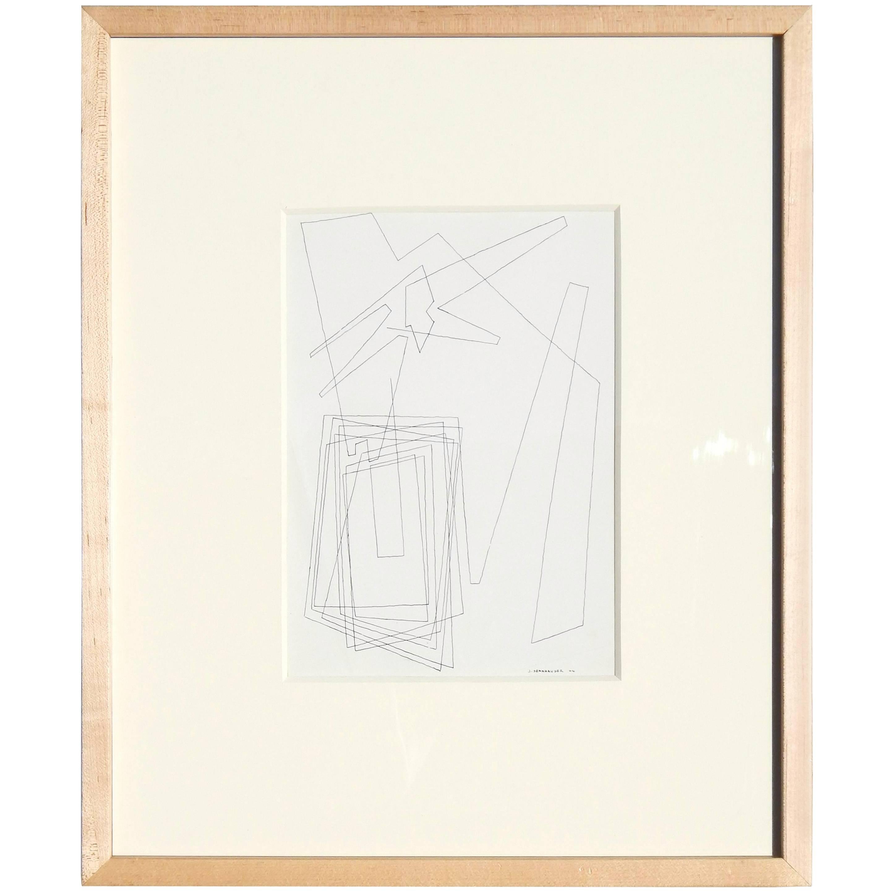 John Sennhauser Geometric Abstract Pen and Ink Drawing, 1944 For Sale ...
