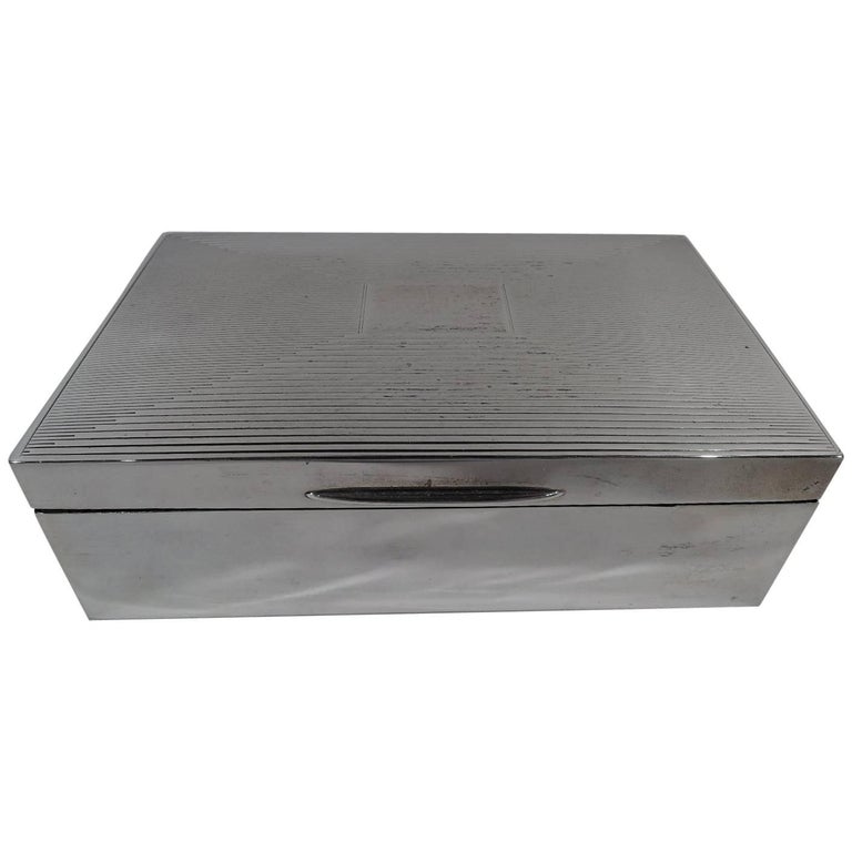 English Art Deco Modern Sterling Silver Box For Sale at 1stDibs