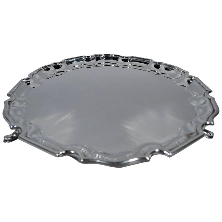 Antique English Edwardian Georgian Sterling Silver Salver Tray For Sale ...