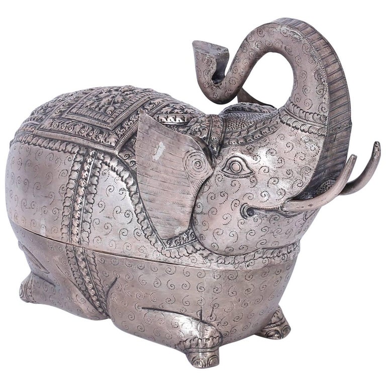 Anglo Indian Metal Elephant Box at 1stDibs | elephant boxes