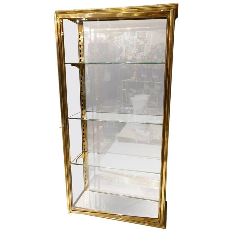 Brass and Glass Wall Cabinet at 1stDibs