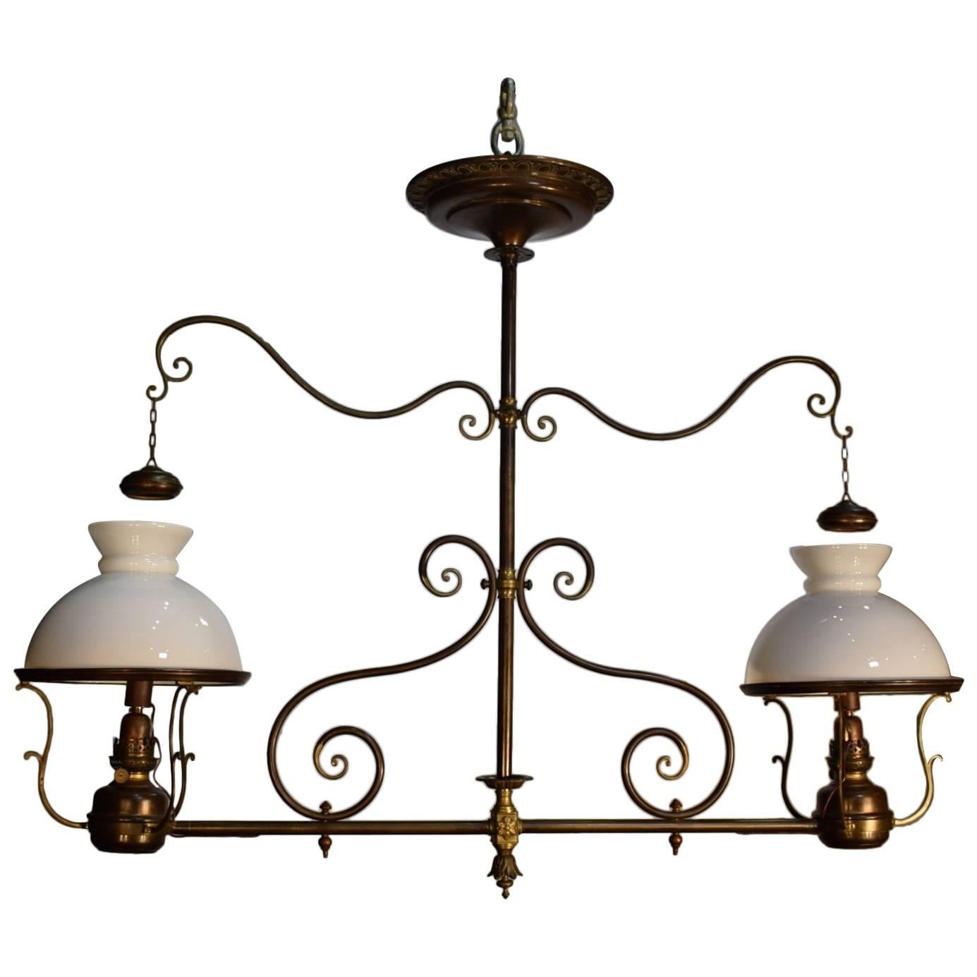 Antique Chandelier, Oil Light at 1stDibs