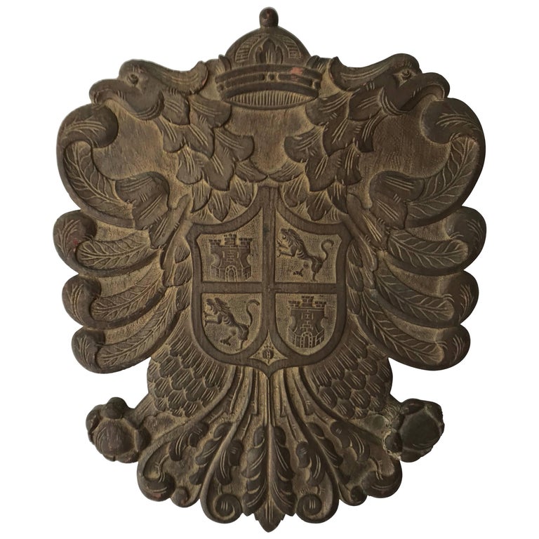 Antique Carved Wood Crest at 1stDibs