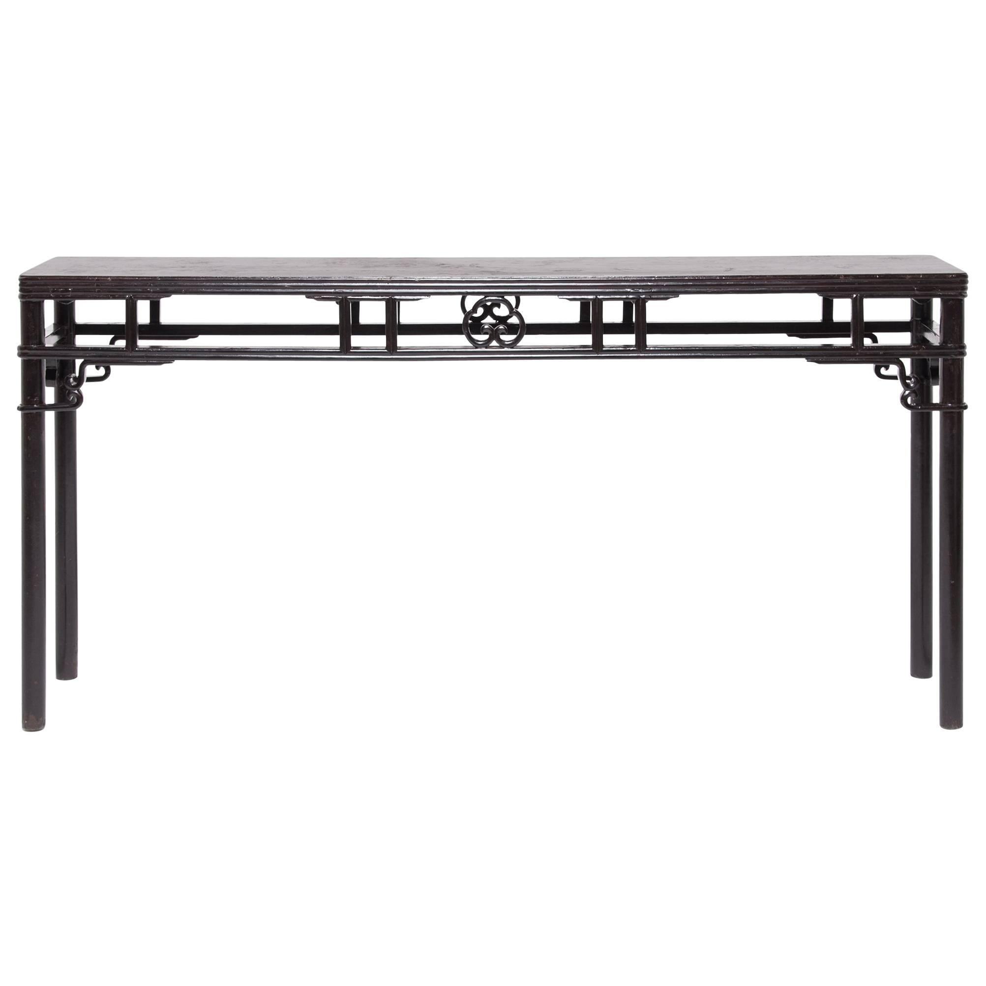 20th Century Scroll Legs Chinese Console Table For Sale at 1stDibs