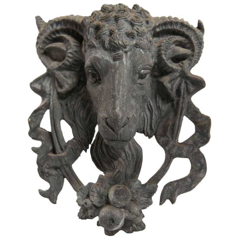 Decorative Lead Statue of Ram's Head Wall Decoration at 1stDibs