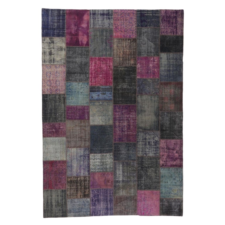 Oversized Vintage Patchwork Rug For Sale at 1stDibs