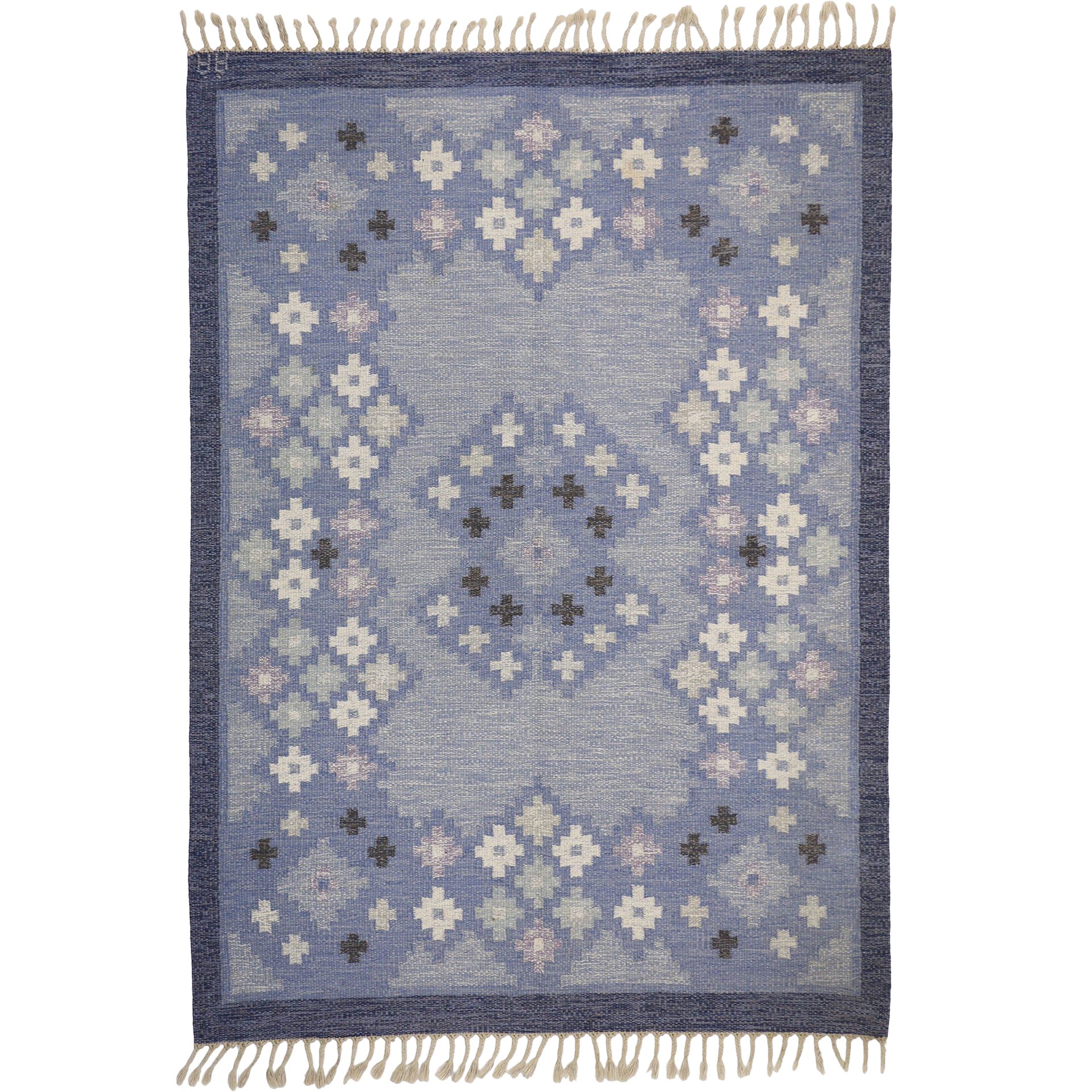 Vintage Swedish Kilim Röllakan Rug with Scandinavian Modern Style ...
