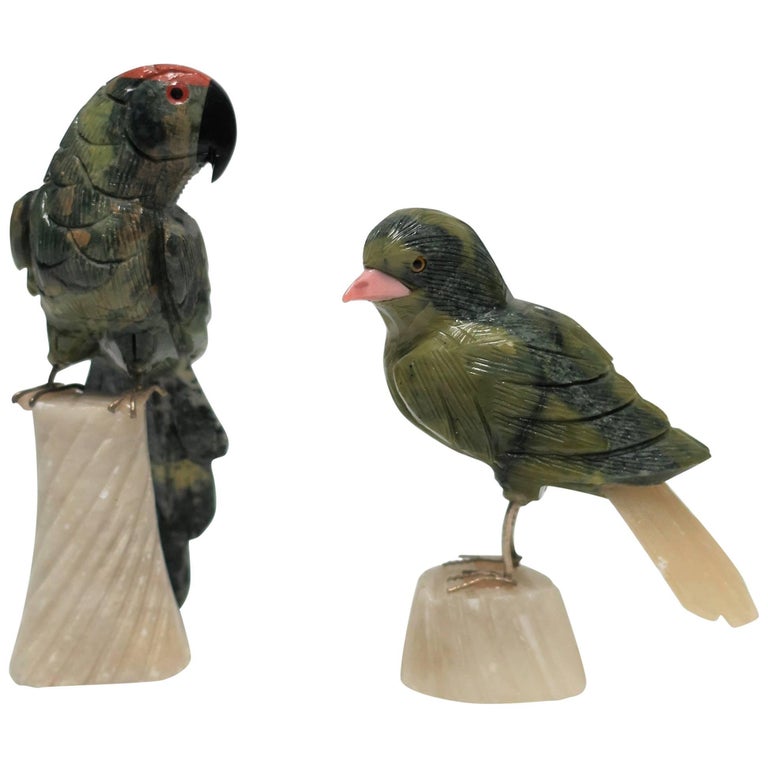Marble and Stone Parrot and Finch Birds at 1stDibs