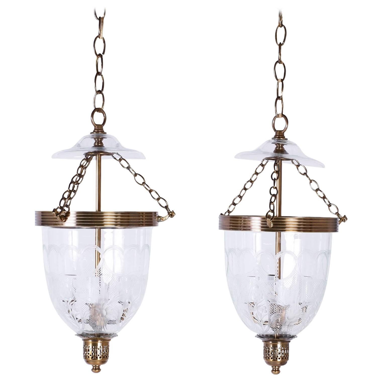 Pair of Smoke Bell Pendants at 1stDibs