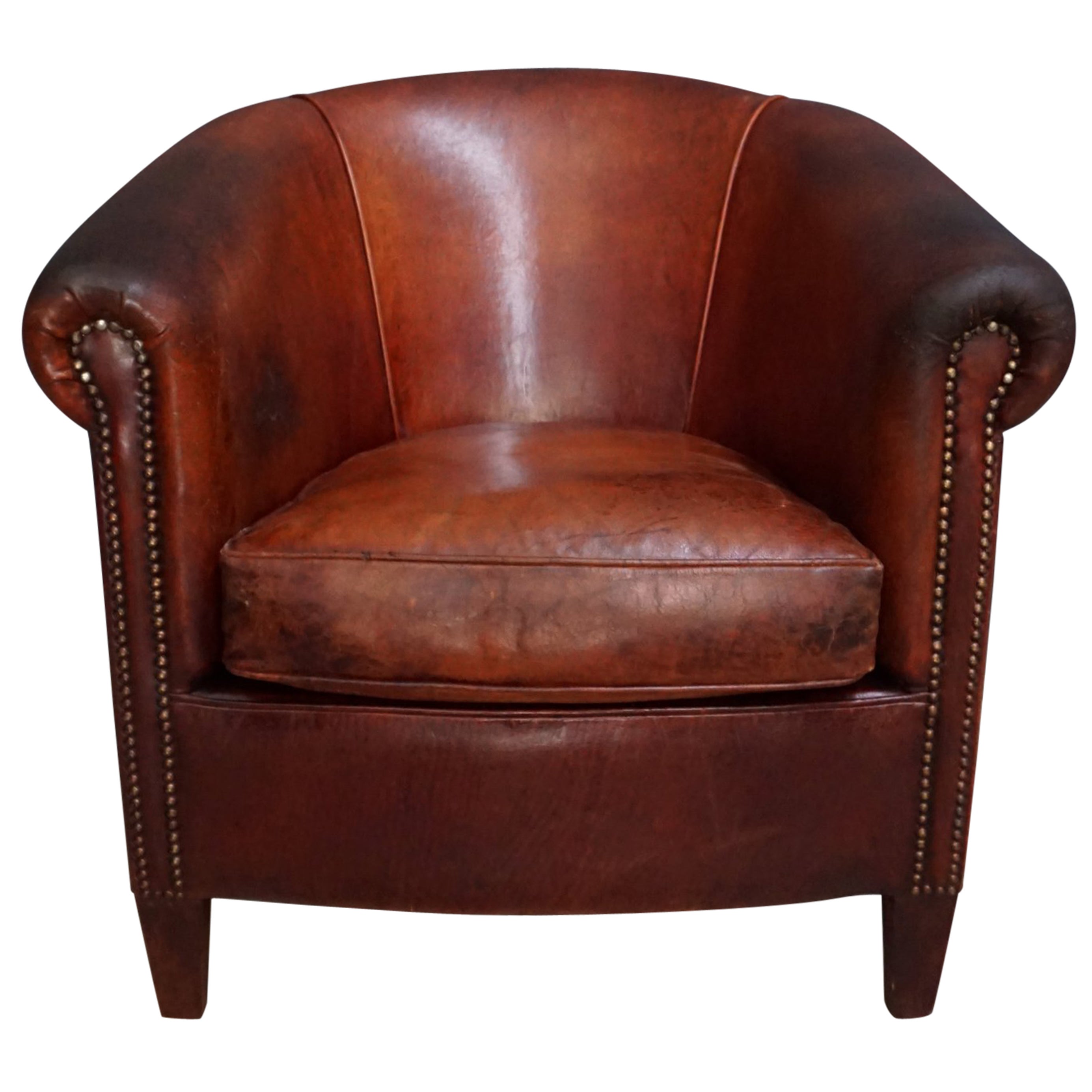 Vintage Cognac Leather Club Chair at 1stDibs