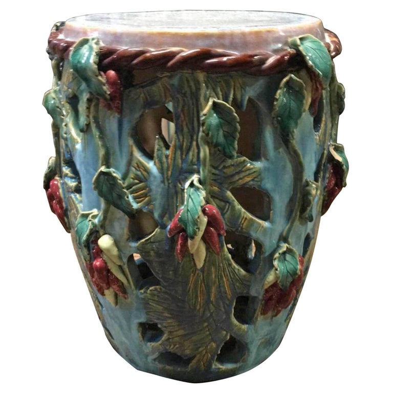 Oriental Glazed Pottery Garden Stool at 1stDibs