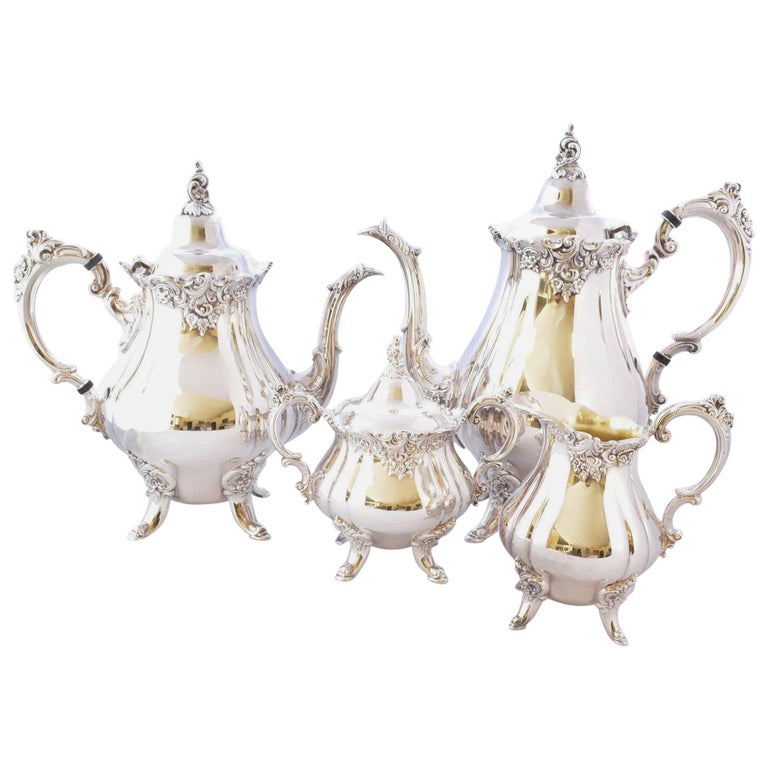 Wallace Baroque Silver Plate Tea Service at 1stDibs