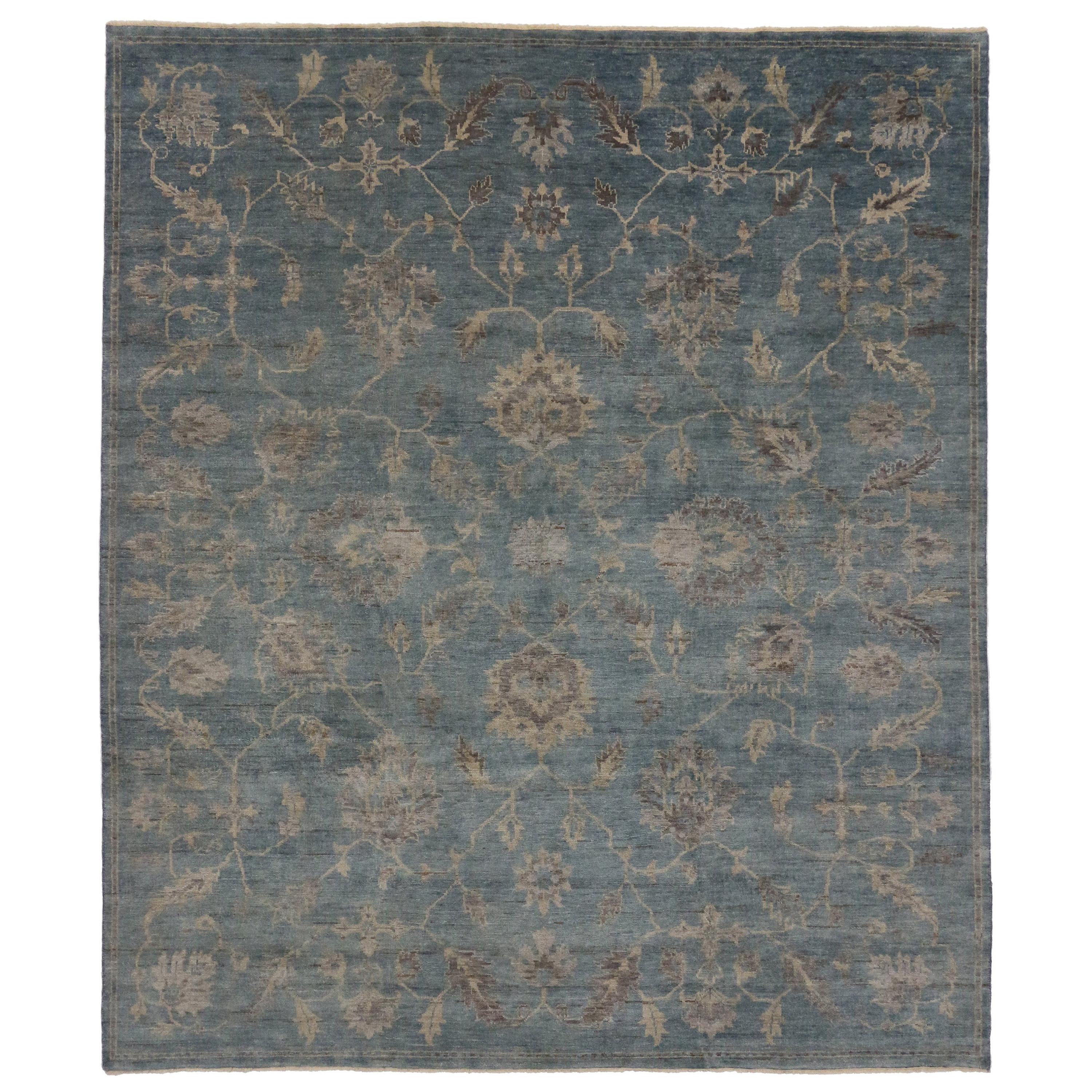 Contemporary Indian Oushak Style Rug with Transitional Style and Cool ...