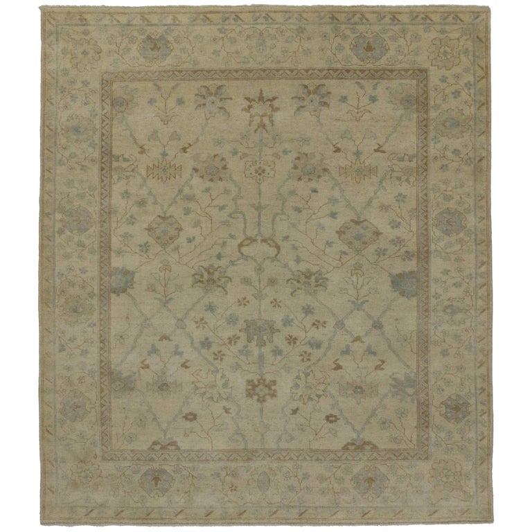 New Contemporary Oushak Area Rug with Coastal Cottage Style For Sale at ...