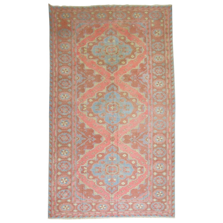 Silk Surface Vintage Turkish Flat-Weave Rug For Sale at 1stDibs