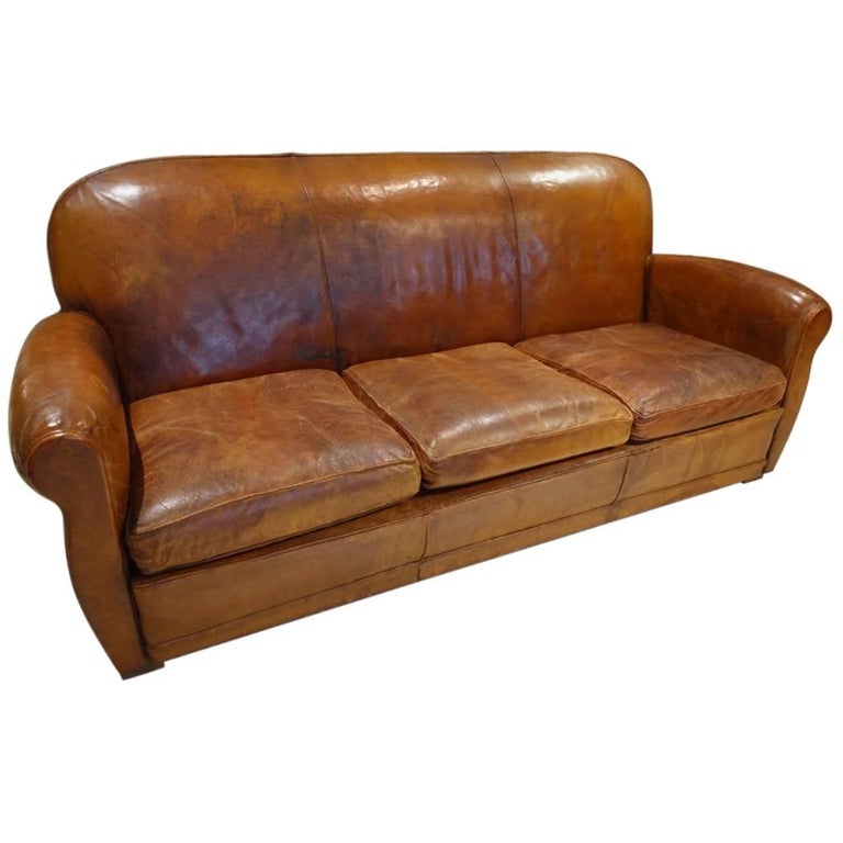 Three-Person Leather Club Sofa For Sale at 1stDibs | leather sofas for ...