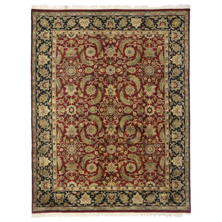 Vintage Traditional Indian Area Rug with Persian Design and Manor House ...