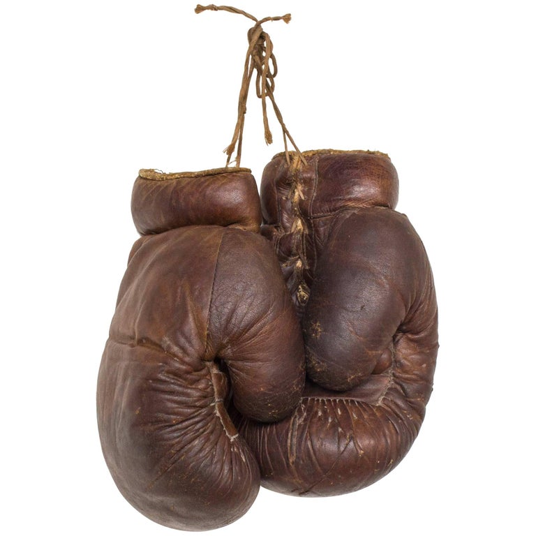 Vintage Brown Leather Boxing Gloves, circa 1940-1950 at 1stDibs | 1950s ...
