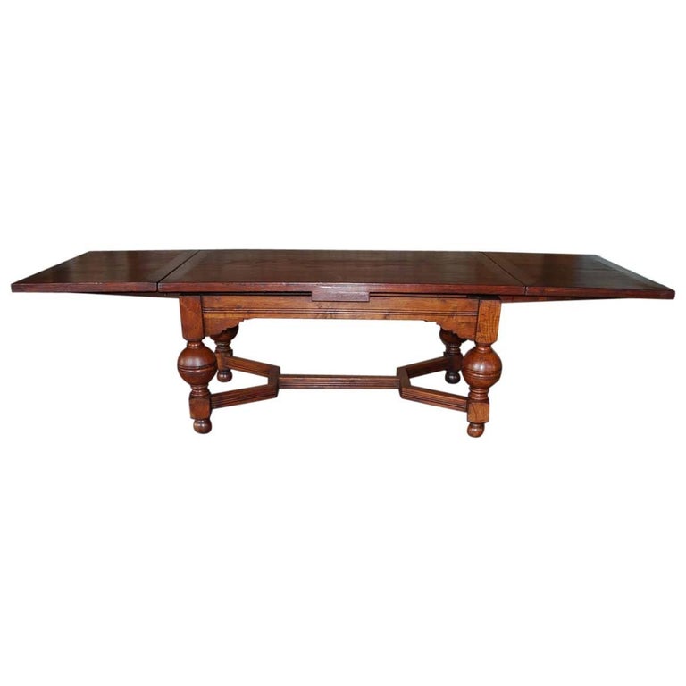 Dutch Renaissance Style Oakwood Draw Leaf Extension Dining Table at 1stDibs