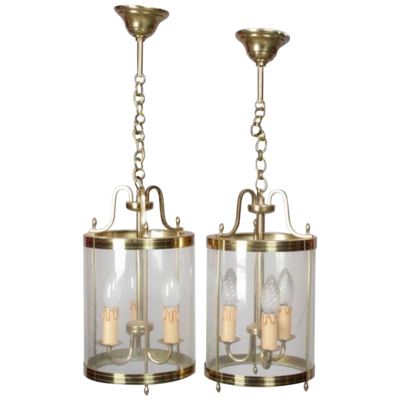 19th Century Pair of Lanterns in Louis XVI Style Made of Brass and ...