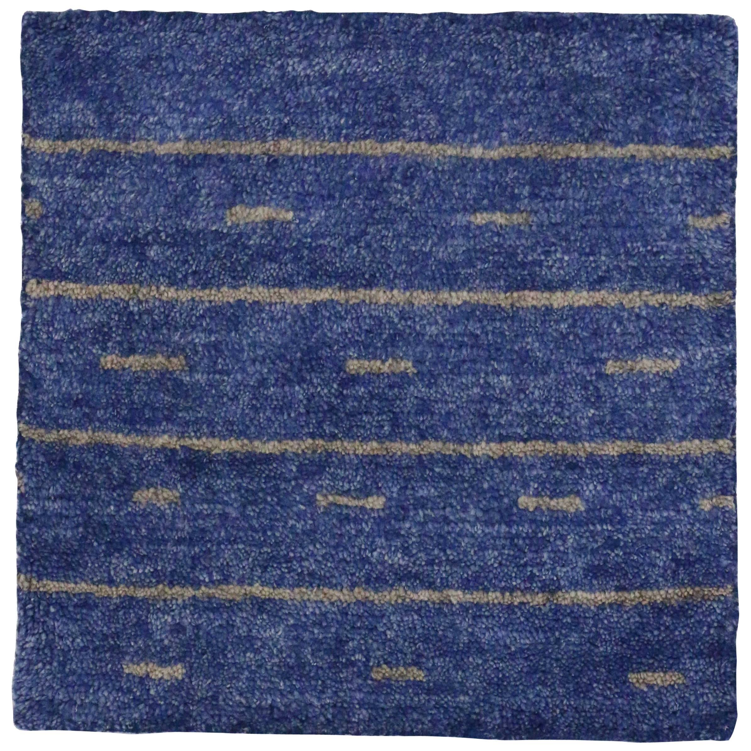 Blue and Gray Modern Moroccan Style Accent Rug at 1stDibs