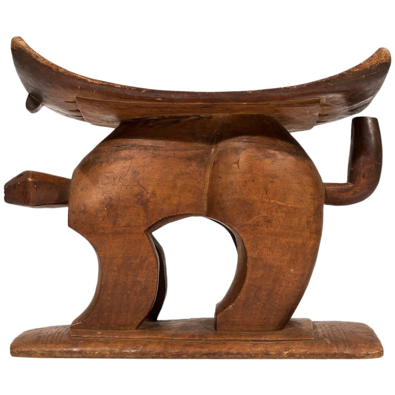 Hand-Carved Stool with Primitive Animal Figure from Ghana, Africa at ...